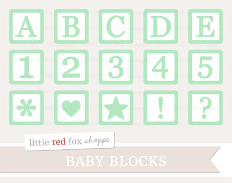 Baby Blocks Clipart Mint Green Nursery Clip Art Block Letter | Etsy