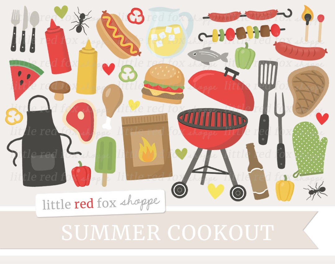 Cookout Clipart, Grilling Clip Art, BBQ Clipart, Grill Clipart, Summer Clipart, Cook Out, Cute ...