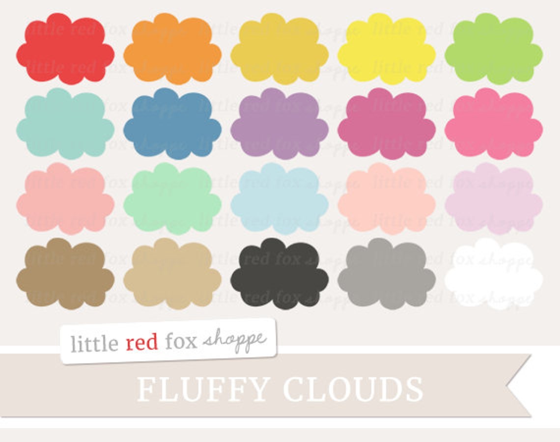 Fluffy Cloud Clipart Cloud Clip Art Weather Nursery Storm | Etsy