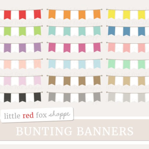 Bunting Banner Clip Art Garland Clipart Party Flag Clipart - Etsy