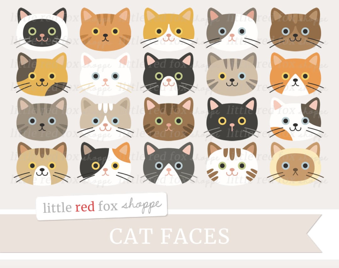 Cat Face Clipart, Cat Clip Art, Kitty Clipart, Kitten Clipart, Black ...