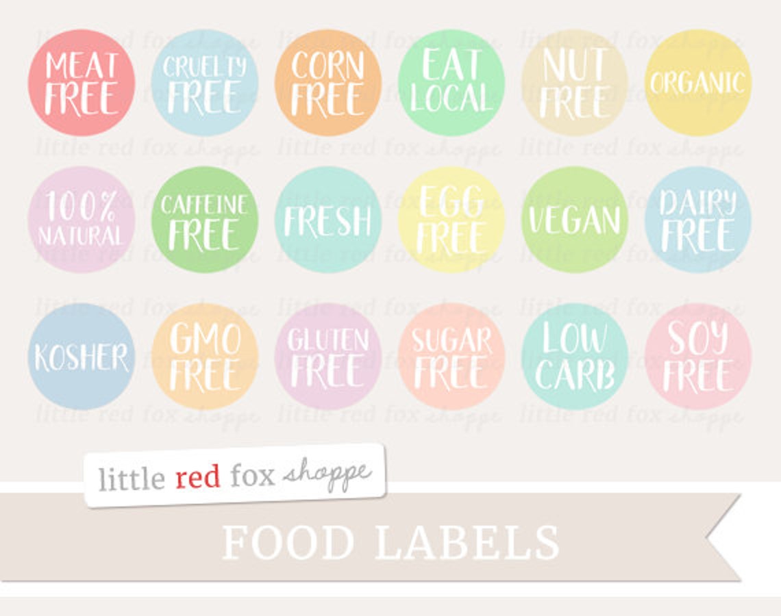 Food Label Clipart Food Allergy Label Clip Art Dairy Free | Etsy