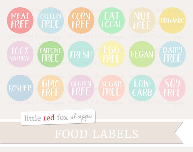 Food Label Clipart Food Allergy Label Clip Art Dairy Free | Etsy
