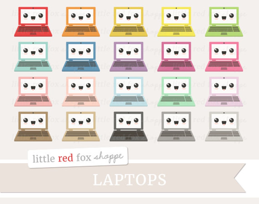Kawaii Laptop Clipart, Computer Clip Art Desktop Tech Technology ...