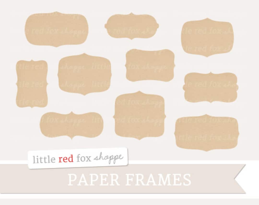 Paper Frames, Digital Labels Kraft Clip Art Elements Doodle Banners ...