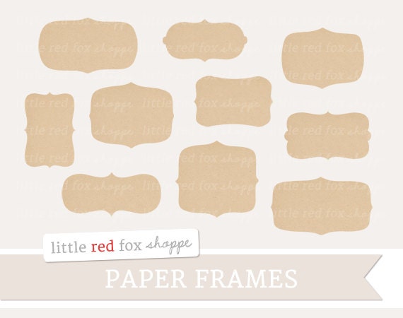 Paper Frames Digital Labels Kraft Clip Art Elements Doodle - Etsy