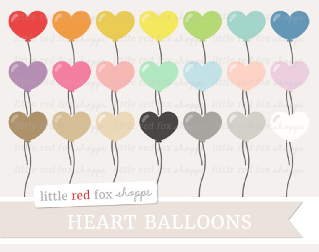 Heart Balloon Clipart Valentines Clip Art Birthday Party - Etsy