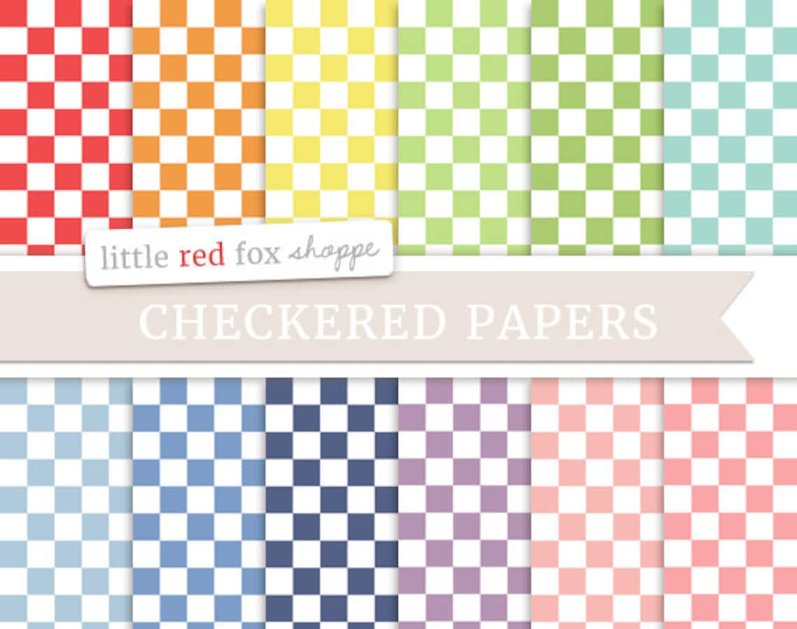 Checkered Digital Papers Rainbow Scrapbooking Background - Etsy