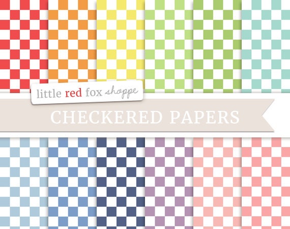 Checkered Digital Papers Rainbow Scrapbooking Background | Etsy