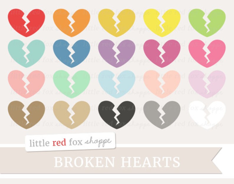 Broken Heart Clipart Valentines Clip Art Valentine's Day - Etsy