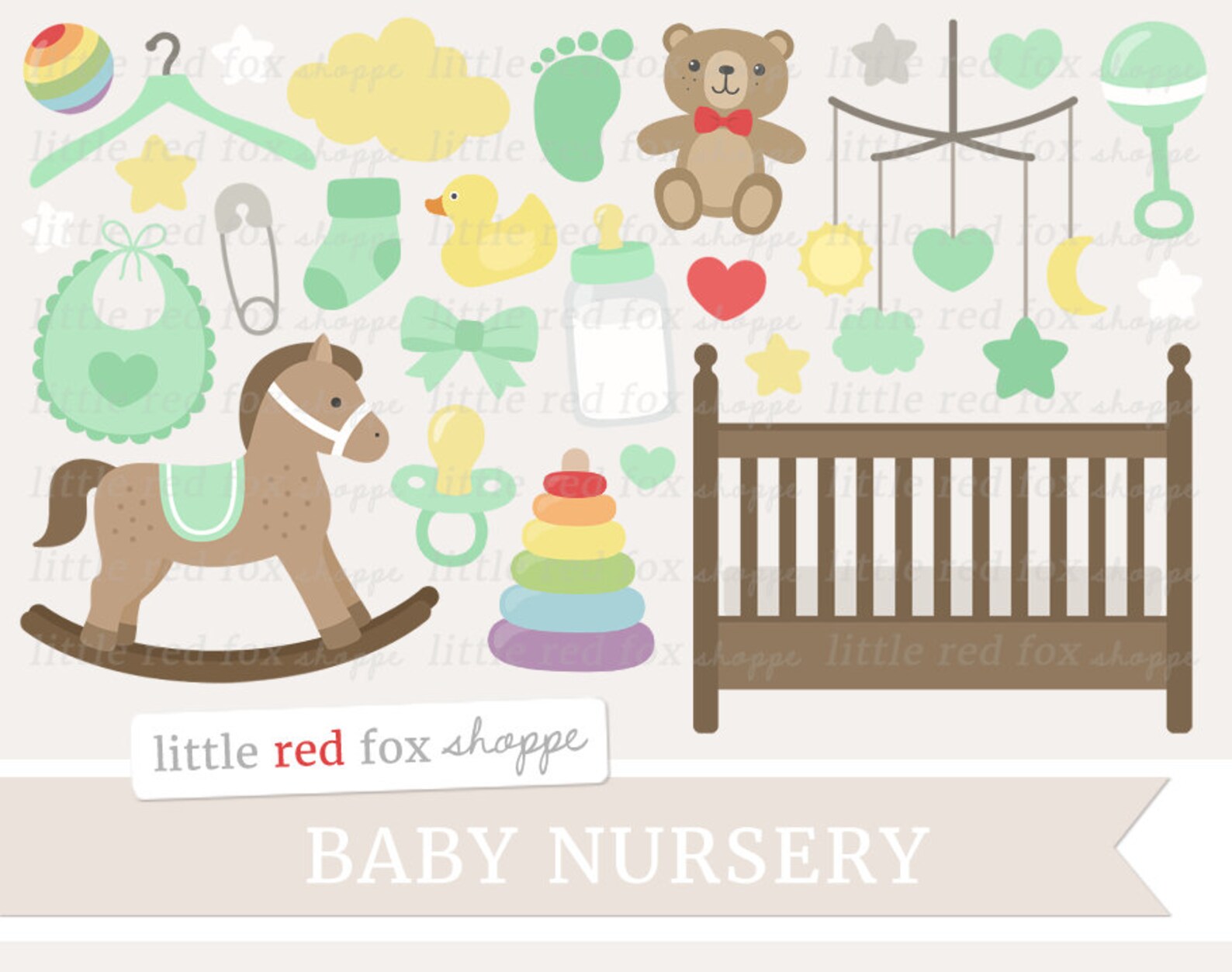 Baby Shower Clipart New Baby Clip Art Nursery Clipart Crib | Etsy