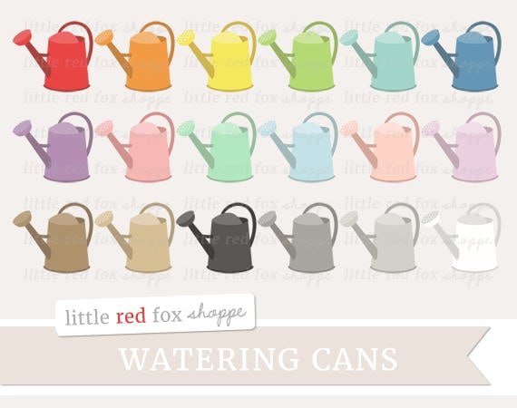 Watering Can Clipart Gardening Clip Art Garden Clipart | Etsy