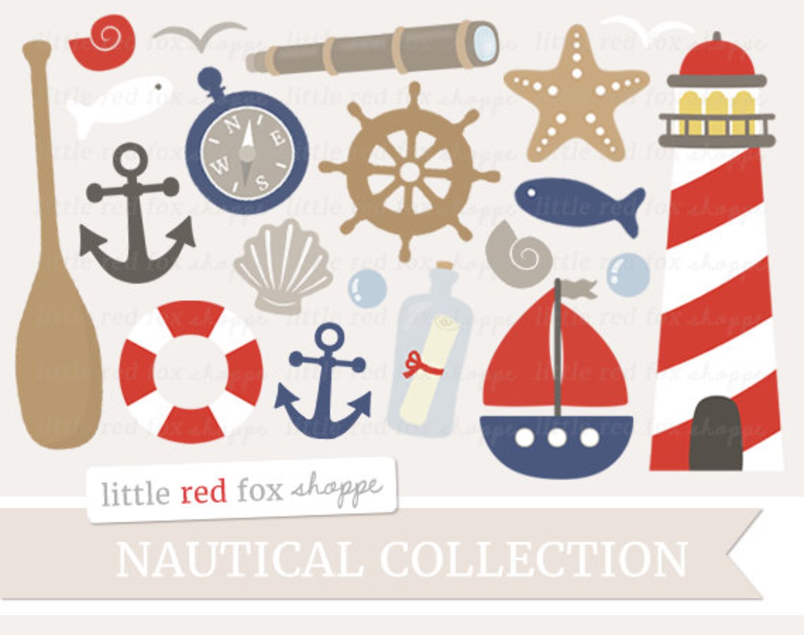 Nautical Clipart Anchor Clip Art Ocean Clipart Boat - Etsy
