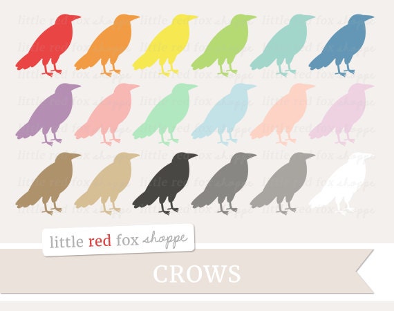 Crow Clipart Halloween Clip Art Bird Animal Raven Spooky Fall | Etsy