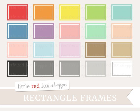 Rectangle Frame Clipart Digital Label Clip Art Cute Outline | Etsy
