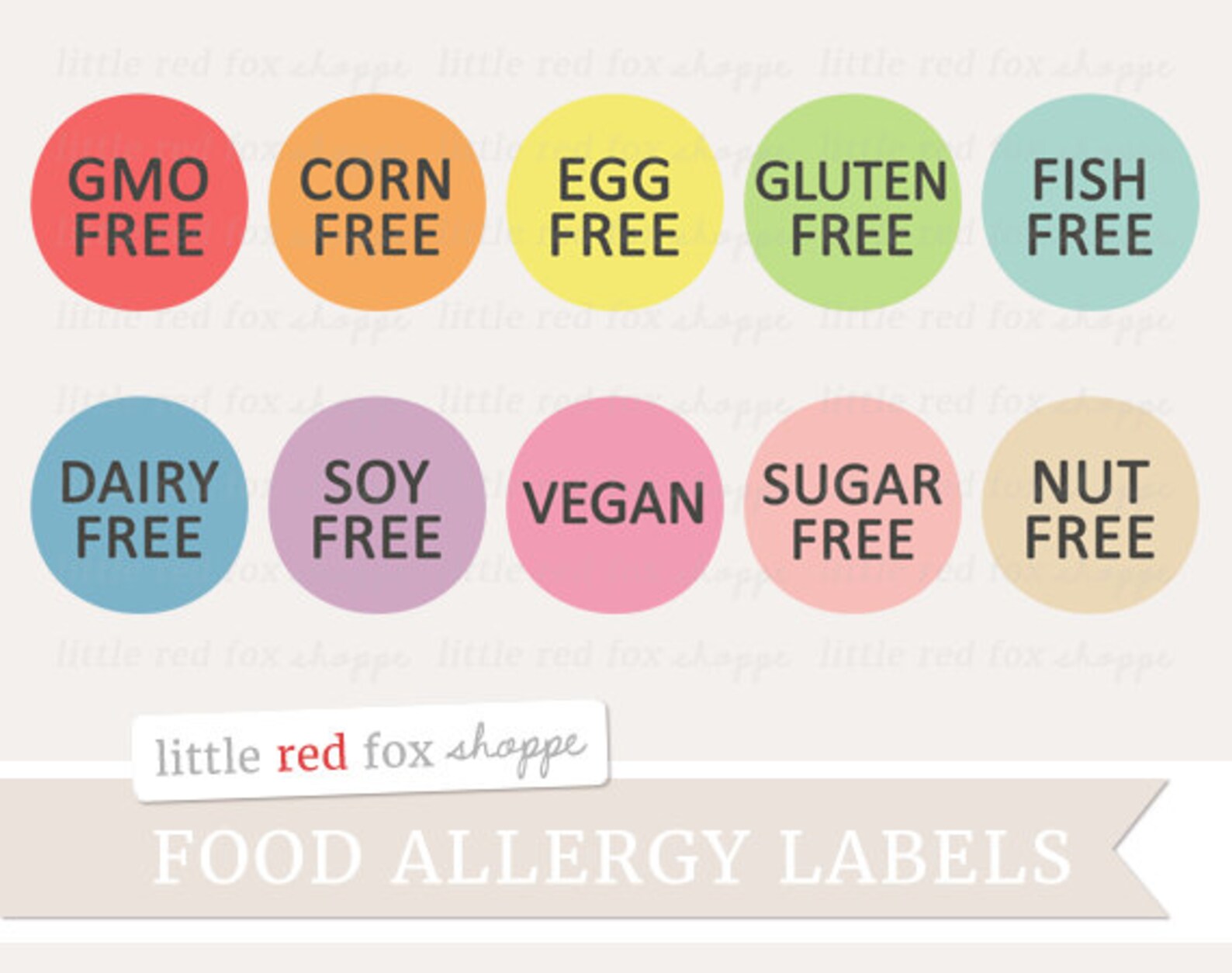 Food Allergy Label Clipart Food Label Clip Art Dairy Free - Etsy
