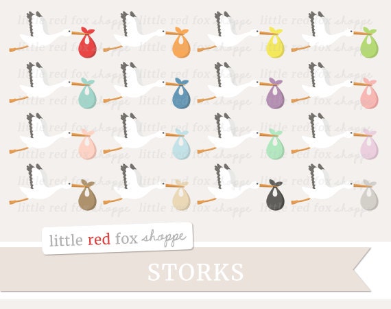 Stork Clipart, Baby Shower Clip Art New Baby Pouch Swaddle Boy Girl ...