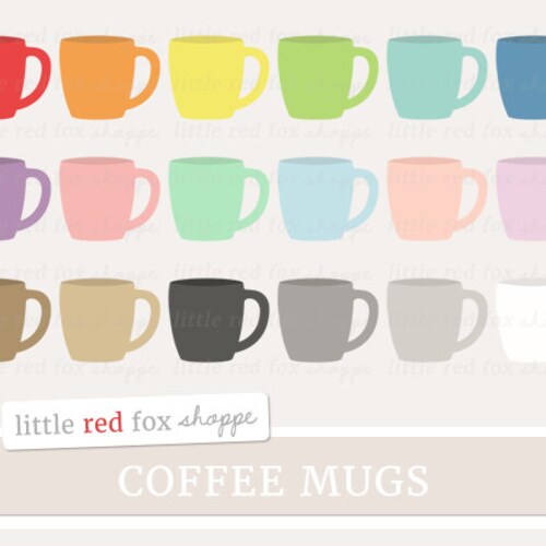 Coffee Mug Icon Digital Clipart in Rainbow Colors Instant | Etsy