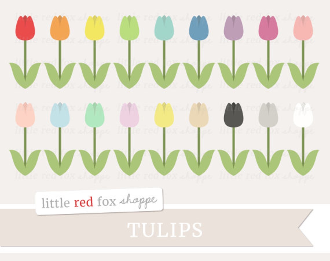Tulip Clipart Flower Clip Art Spring Clipart Garden - Etsy