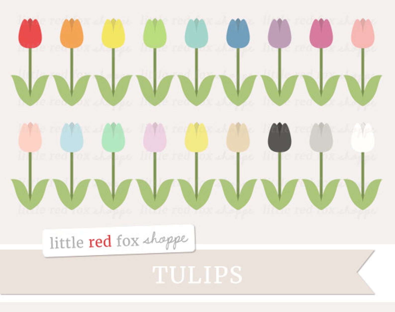 Tulip Clipart Flower Clip Art Spring Clipart Garden - Etsy