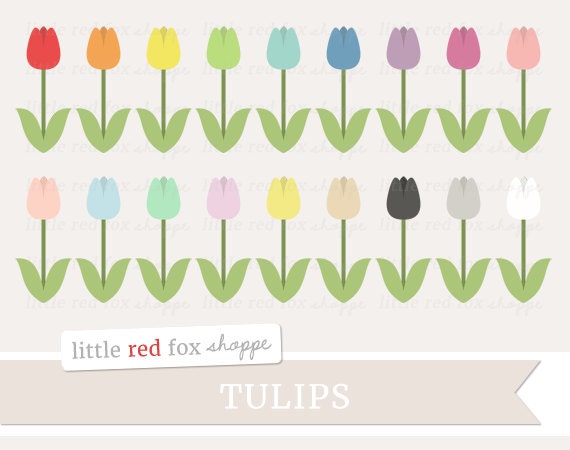 Tulip Clipart Flower Clip Art Spring Clipart Garden | Etsy