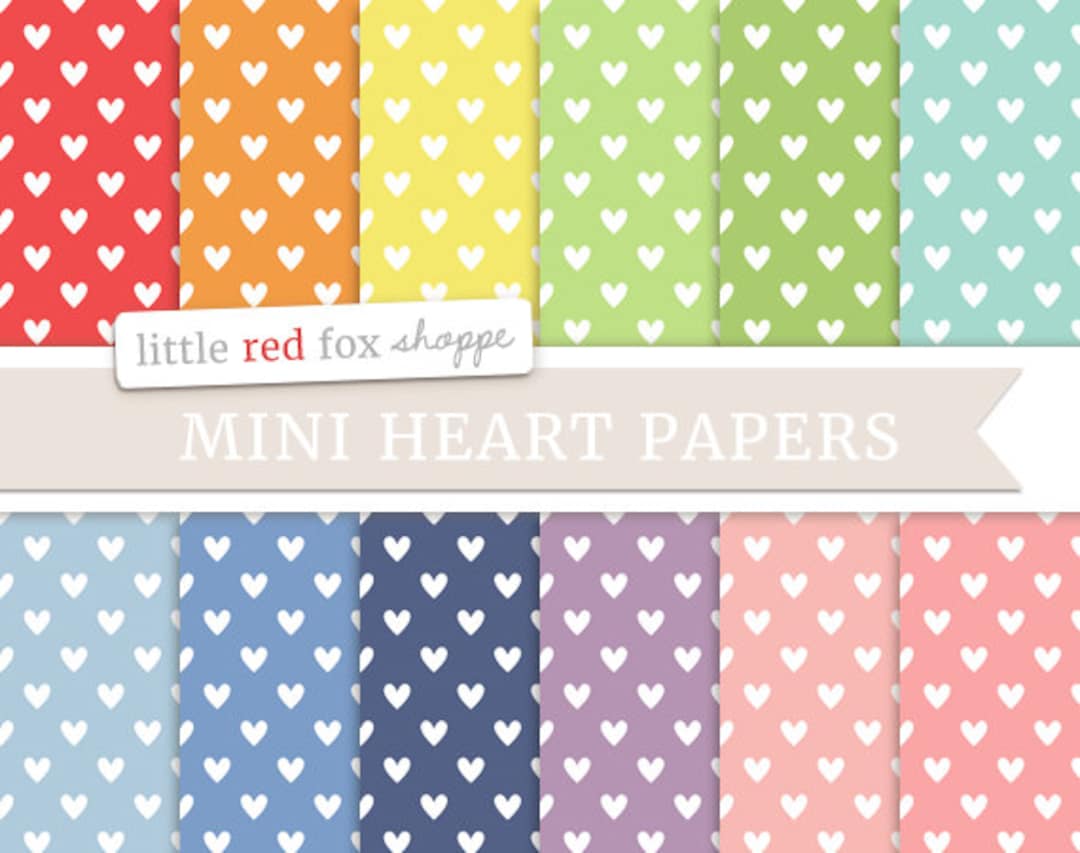 Mini Hearts Digital Papers Rainbow Scrapbooking Backgrounds - Etsy