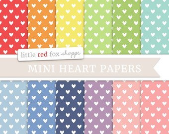 Mini Hearts Digital Papers Pastel Scrapbooking Backgrounds | Etsy