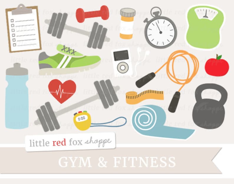 Fitness Clipart, Gym Equipment Clip Art Health Exercise Athletic Shoe ...