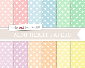 Mini Hearts Digital Papers Rainbow Scrapbooking Backgrounds | Etsy