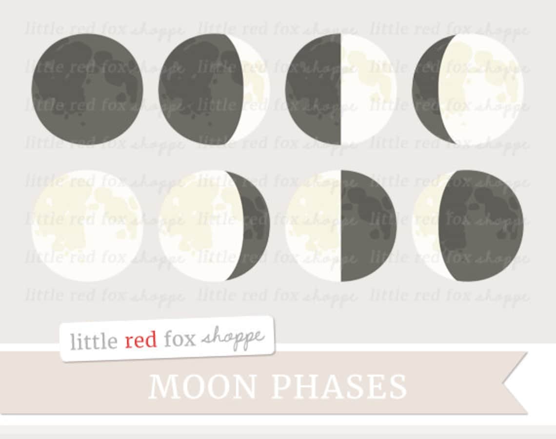 Moon Phase Clipart Space Clip Art Crescent Moon Clipart - Etsy