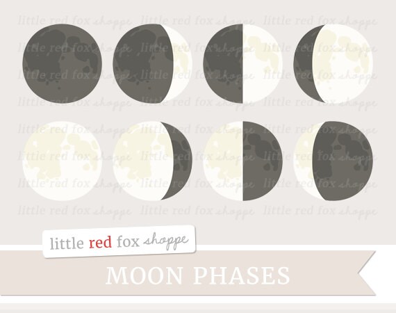 8 Moon Phases Clip Art