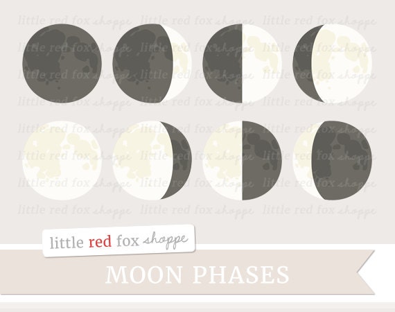 Moon Phase Clipart Space Clip Art Crescent Moon Clipart | Etsy