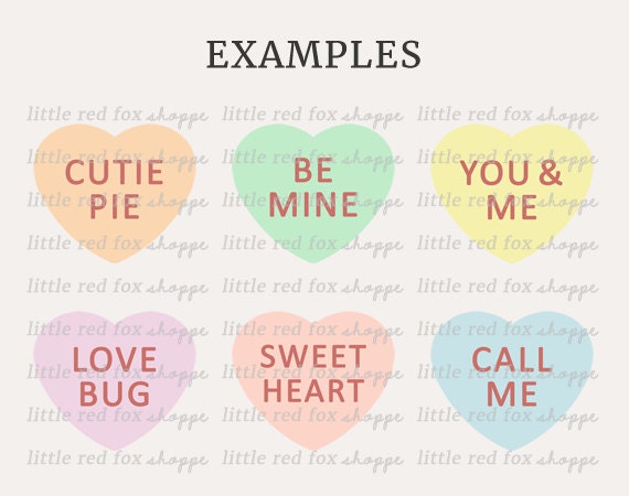 Candy Heart Kit Clipart Valentines Day Clip Art Sweetheart | Etsy