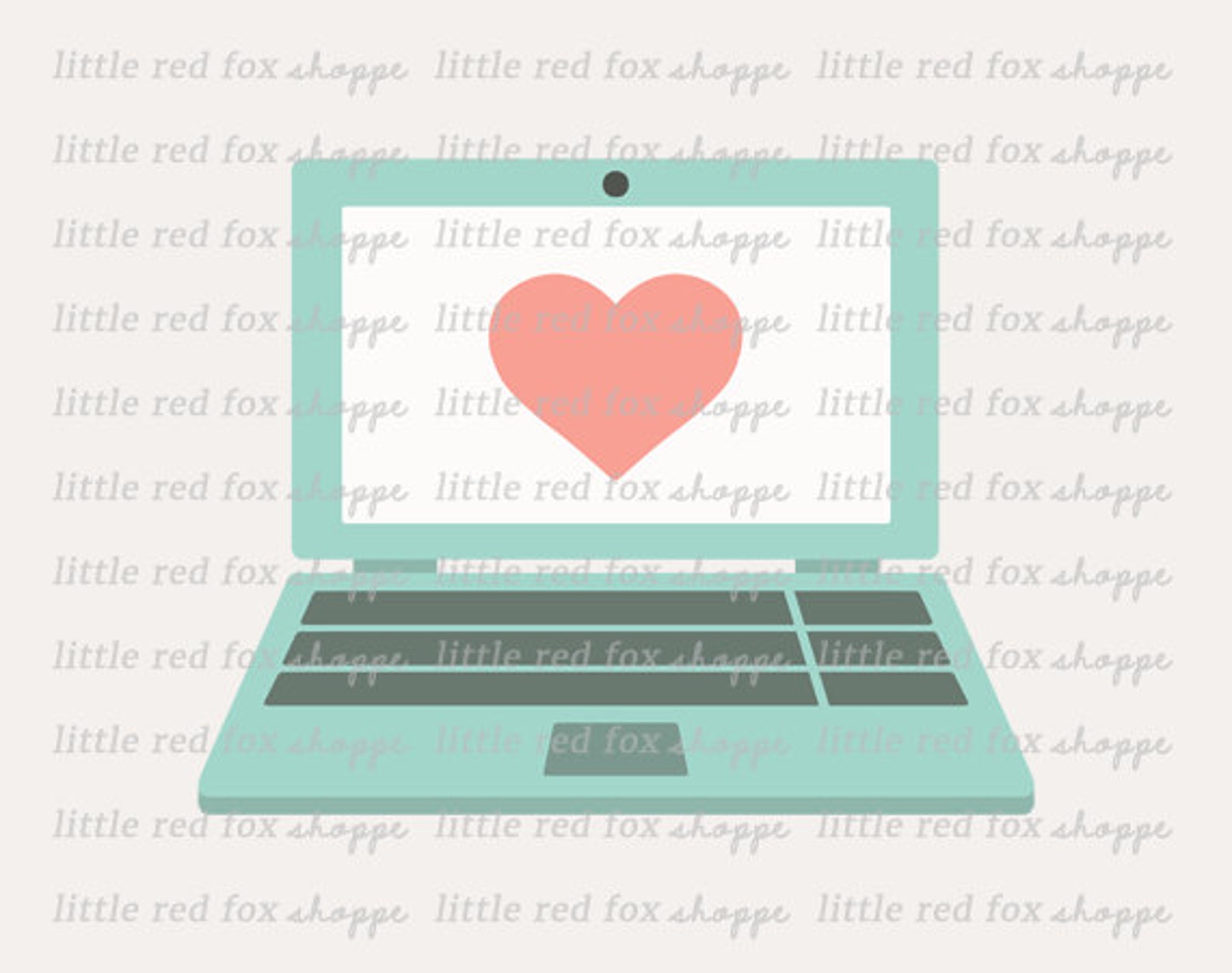 Heart Laptop Clipart Computer Clip Art Desktop Technology | Etsy
