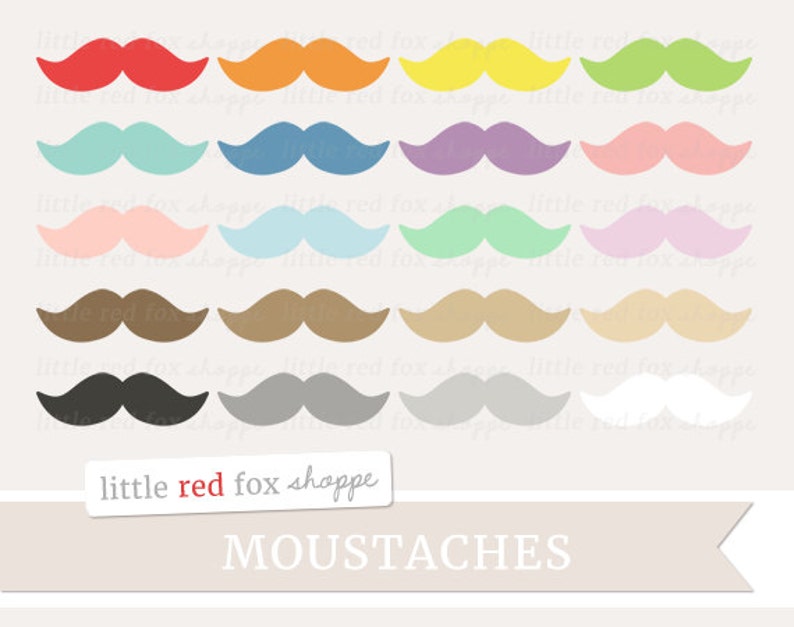 Moustache Clipart Mustache Clip Art Manly Rustic Facial Hair - Etsy