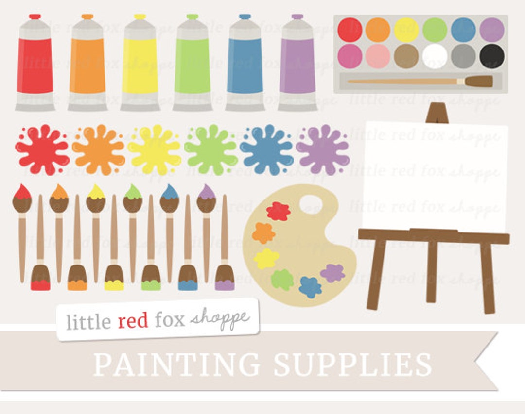 Paint Supplies Clipart, Painting Clip Art Paintbrush Palette Watercolor ...