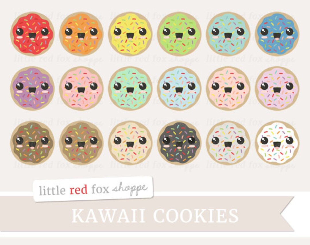 Kawaii Cookie Rainbow Sprinkles Clipart, Cookie Clip Art Frosting Icing ...