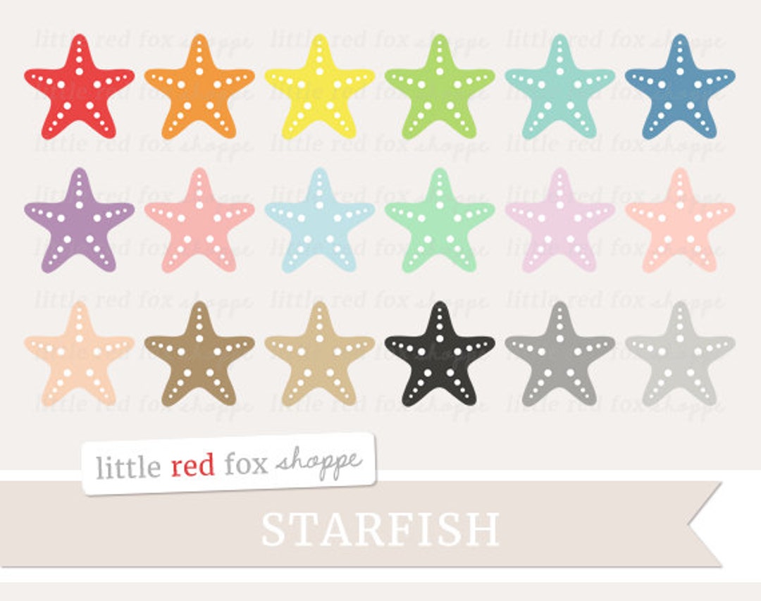 Starfish Clipart, Ocean Clip Art Nautical Beach Seashell Star Fish Sea ...