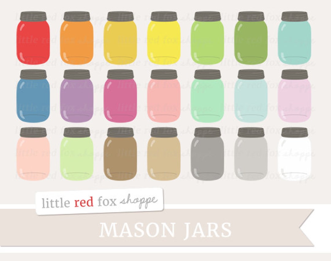 Mason Jar Clipart, Glass Jar Clip Art Vintage Wedding Antique Shabby ...