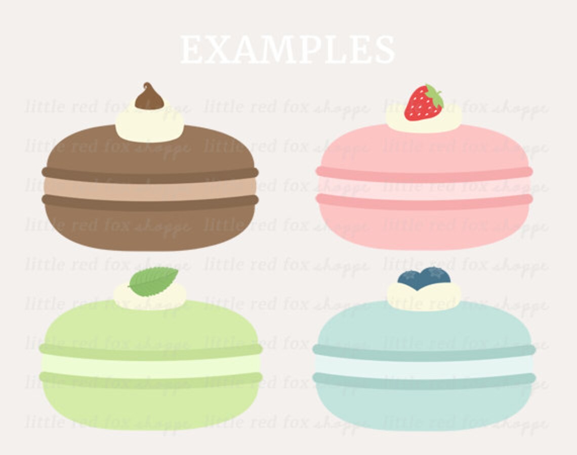 Macaron Kit Clipart French Macaroon Topping Clip Art Sweet - Etsy