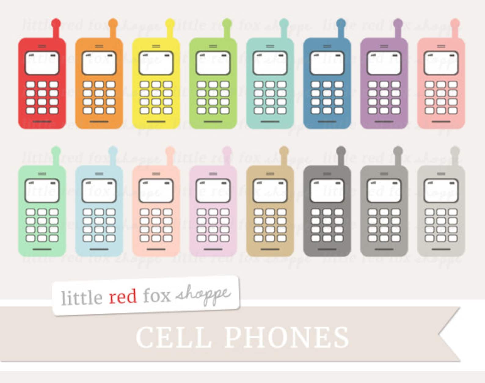 Cell Phone Clipart, Telephone Clip Art Flip Phone Vintage Retro Old ...
