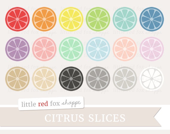 Citrus Slice Clipart Fruit Clip Art Lemon Lime Food Grocery - Etsy