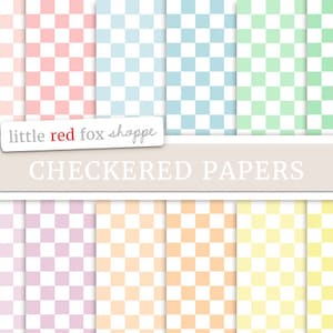 Checkered Digital Papers Pastel Scrapbooking Background - Etsy