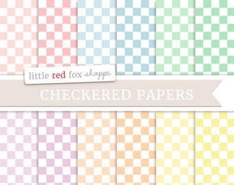 Checkered Digital Papers, Rainbow Scrapbooking Background Wallpaper Vintage Racing Decorative ...