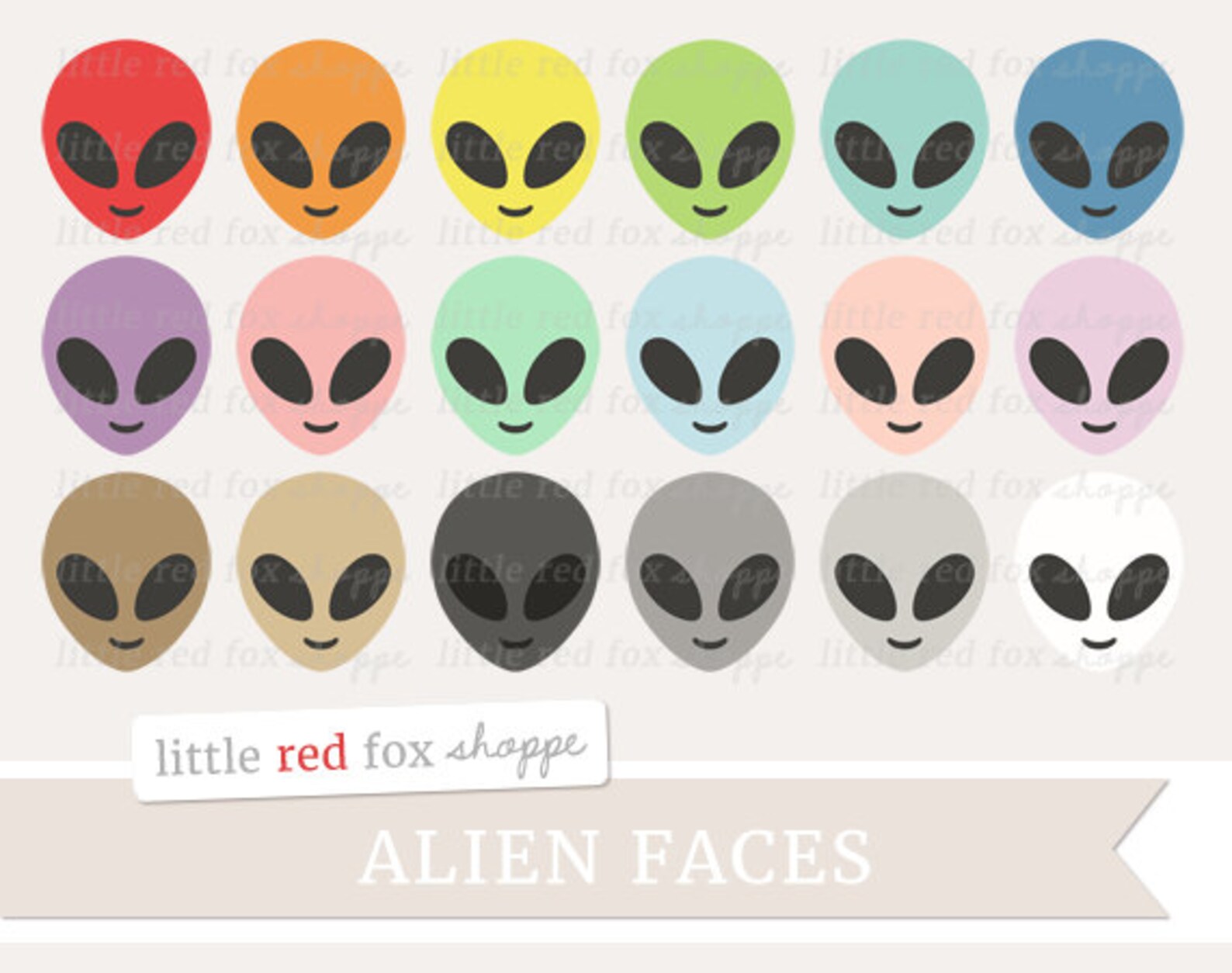 Alien Clipart Alien Face Clip Art Alien Head Outer Space | Etsy