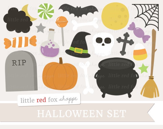 Halloween Clipart Spooky Clip Art Pumpkin Witch Hat Candy | Etsy