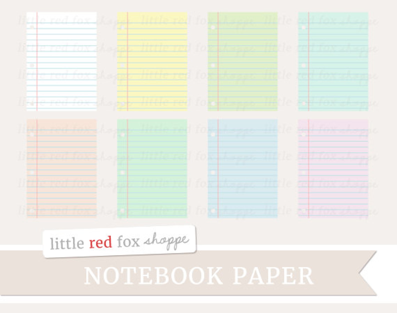 Notebook Paper Clipart, School Clip Art Office Supplies Pastel Label ...