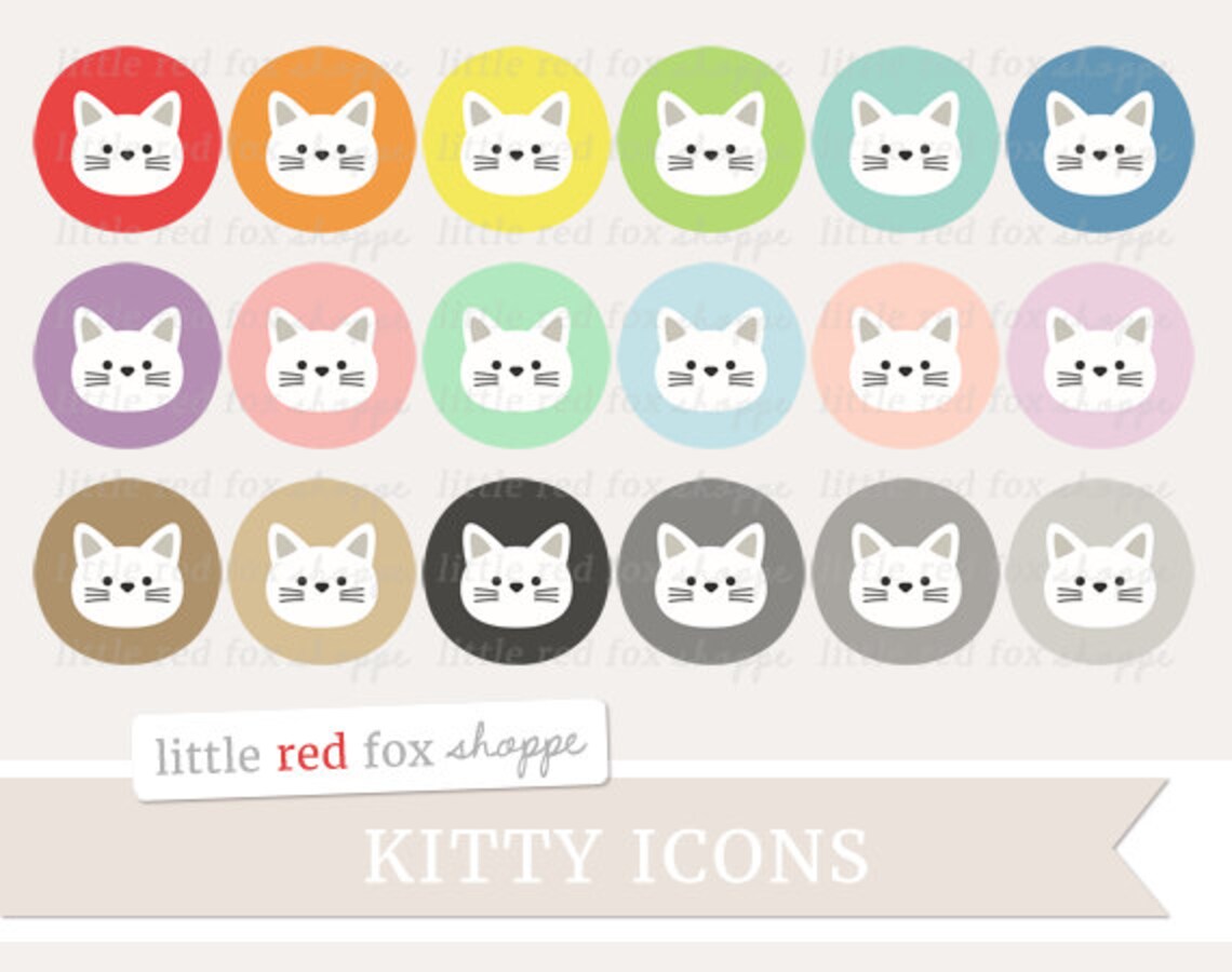 Kitty Icon Clipart Cat Icon Clip Art Cat Face Cat Head Pet - Etsy