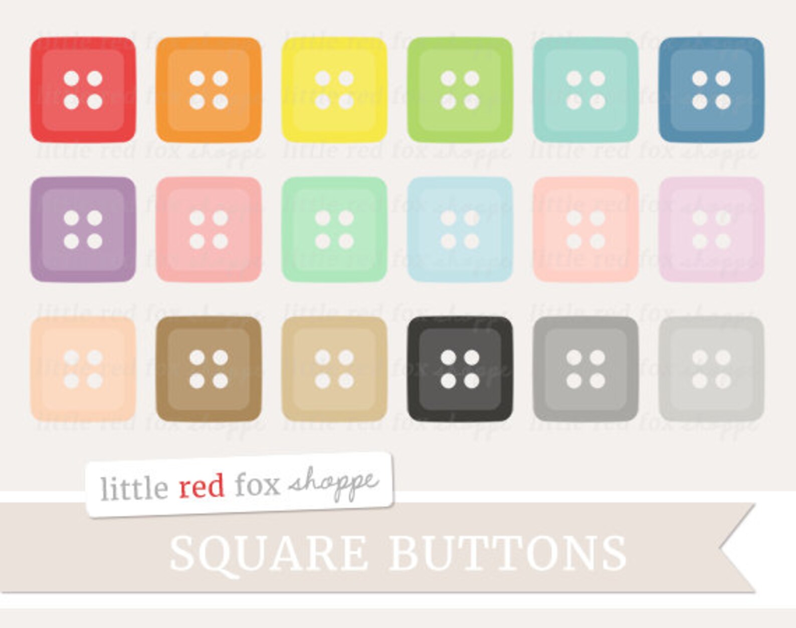 Square Button Clipart Sewing Clip Art Clothing Laundry | Etsy