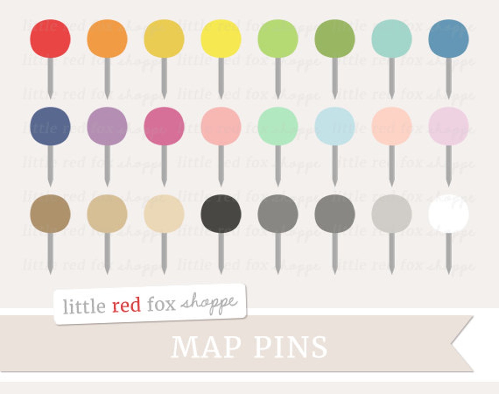 Map Pin Clipart, Pushpin Clip Art Labels Office Teacher Shapes Tacks ...